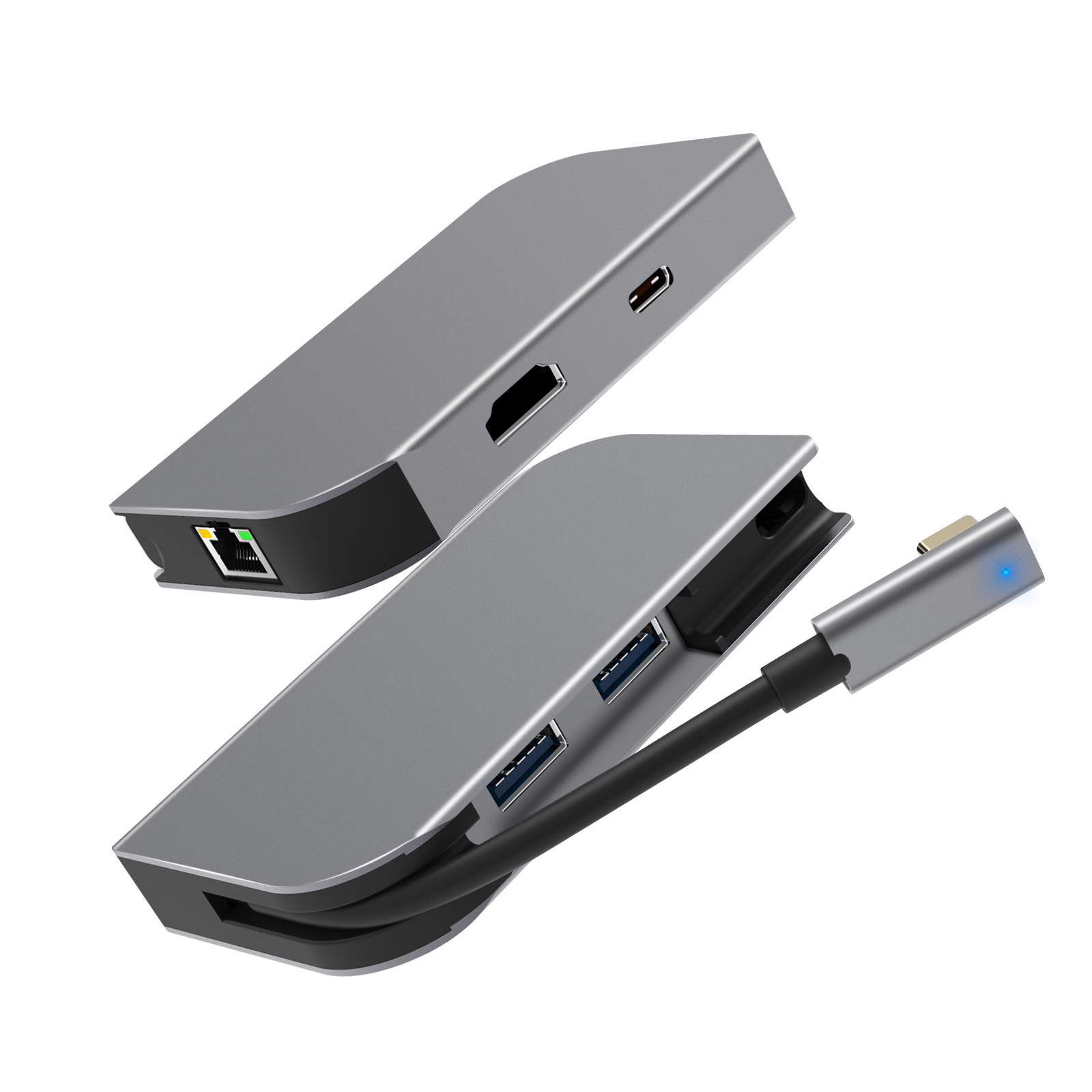 USB C Hub 5 in 1 with Hidden Cable Multiport Portable Hub with HDMI ...