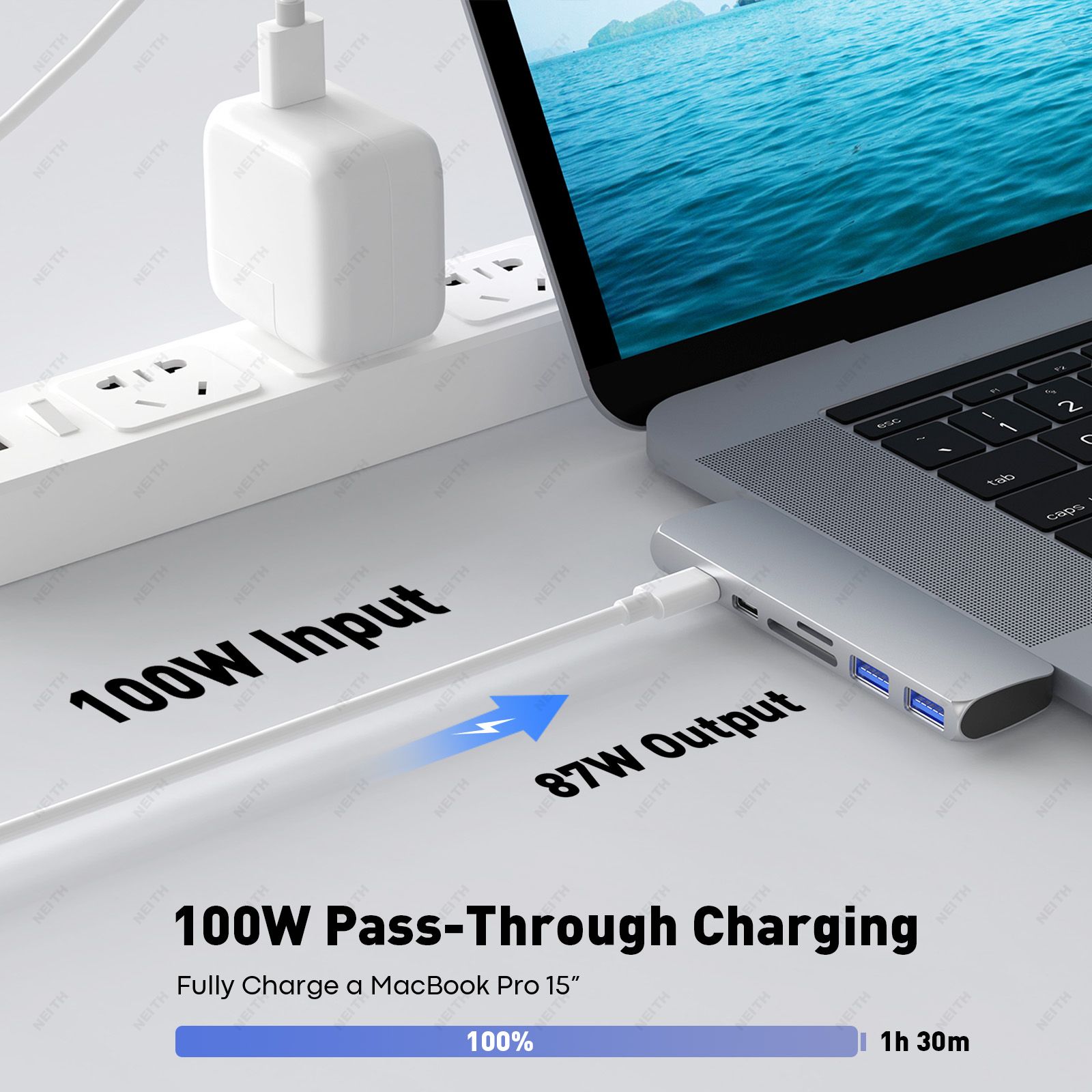 7 In 2 USB C Hub Adapter Multiport USB Adapter Dongle for MacBook ...